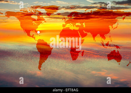Map of Europe on sunset sky background Stock Photo - Alamy