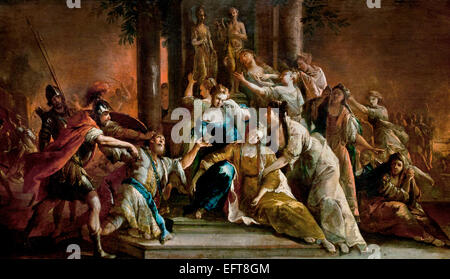 Trojan War: King Priam of Troy mourning over the body of his son Hector ...