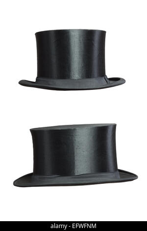 Top hat. Front and side view of a traditional felt top hat isolated on ...