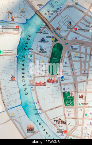 Thailand, Bangkok, Road Map of The Grand Palace Area Stock Photo - Alamy