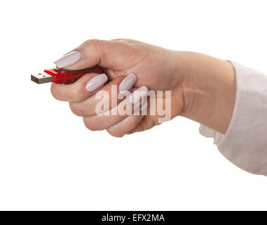 Blank business card, flash drive, pencil and eraser on wood table ...