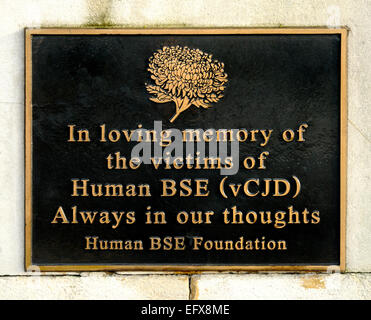 The plaque commemorating the victims of the Human BSE vCJD virus in ...