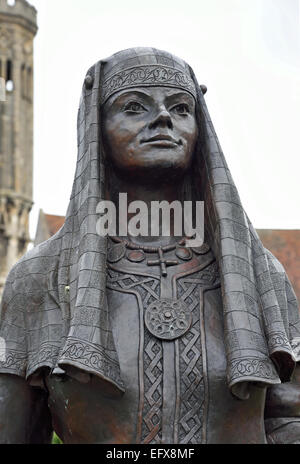Statue of Bertha, Queen of Kent, princess of the Franks, in front of ...
