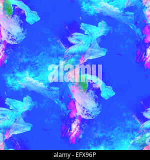 abstract avant-garde purple, blue seamless wallpaper watercolor Stock ...
