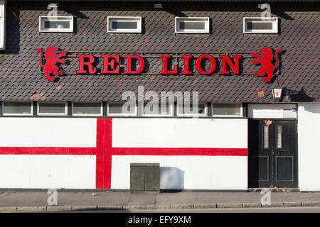 Red Lion pub sign St James London England Stock Photo - Alamy