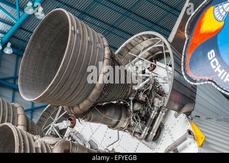Saturn V rocket engine boosters at the Kennedy Space Center Stock Photo ...