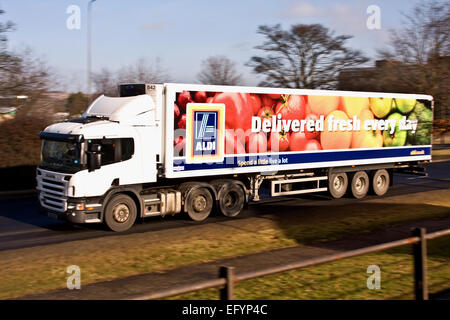 Panning an Aldi articulated lorry with rear sync flash travelling along ...