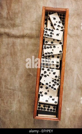 Very old domino in wooden box against the white background Stock Photo ...