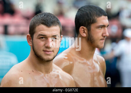 Oiled Wrestlers, Kirkpinar Stock Photo - Alamy