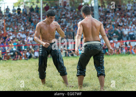 Wrestlers Fighting, Kirkpinar Stock Photo - Alamy