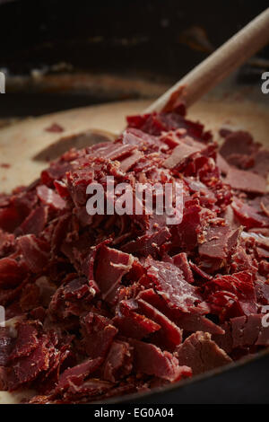 Creamed, chipped beef. A classic American dish made with preserved ...