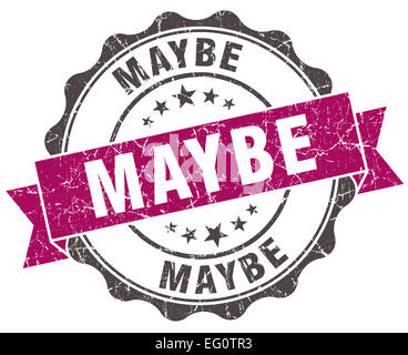 maybe red grungy stamp on white background Stock Photo - Alamy