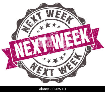 next week red grunge seal isolated on white Stock Photo - Alamy