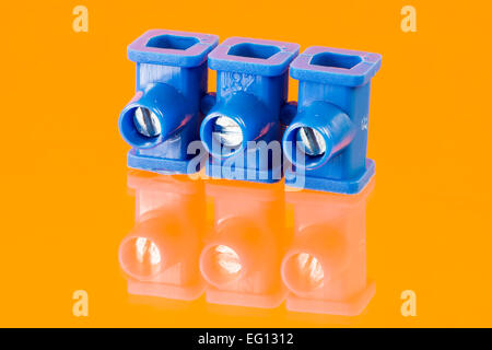 Macro of a blue screw terminal Stock Photo - Alamy