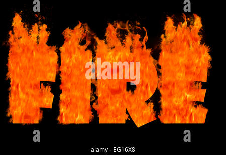 concept image of flaming words hot burn fire on plain background Stock ...
