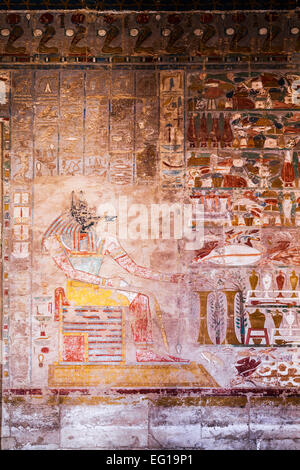 Ancient Egyptian wall painting of the god Geb. This god of the earth is ...