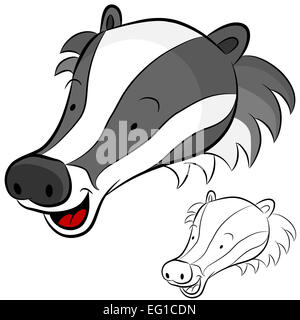 Cute Smiling Badger. Clip art illustration with simple gradients. All ...
