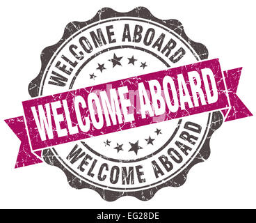 welcome aboard red grunge seal isolated on white Stock Photo - Alamy