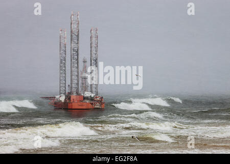 Oil Rig at sea during a storm Stock Photo - Alamy