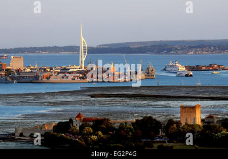 View from Portsdown Hill overlooking Portsmouth Harbour Stock Photo - Alamy