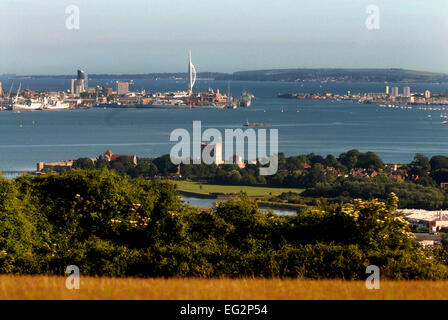 View from Portsdown Hill overlooking Portsmouth Harbour Stock Photo - Alamy