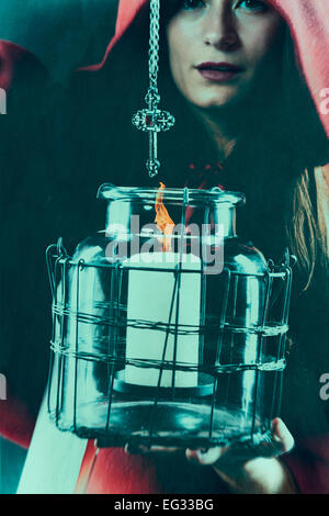 Magical witch casting a magic spell Stock Photo - Alamy