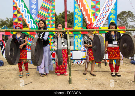 Sivasagar, Assam, India. 15th Feb, 2015. Singpho tribal women in their ...