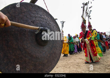 Sivasagar, Assam, India. 15th Feb, 2015. Singpho tribal women in their ...