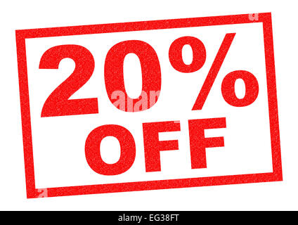 20% DISCOUNT red Rubber Stamp over a white background Stock Photo - Alamy