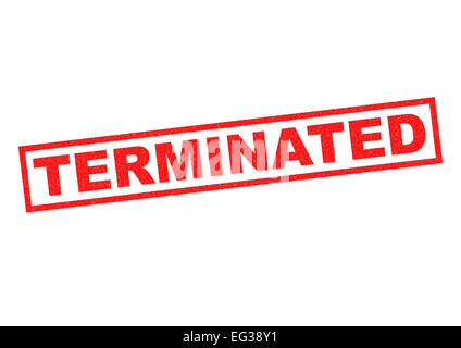 CONTRACT TERMINATED red Rubber Stamp over a white background Stock ...