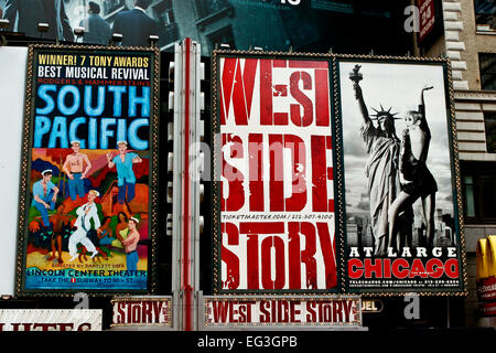 Broadway show signs along 42nd Street at Times Square, New York City ...