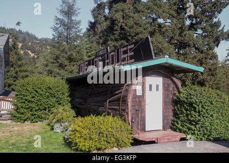 The One-Log House was created in 1946 from a redwood tree that was over ...