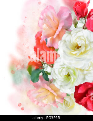 Digital Painting Of Pink Roses Stock Photo - Alamy