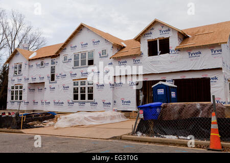 DuPont Tyvek house wrap applied on new home construction - Virginia USA ...