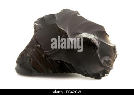 Obsidian , Raw obsidian on a white background Stock Photo - Alamy