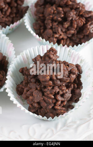Chocolate covered crispy rice cakes Stock Photo - Alamy