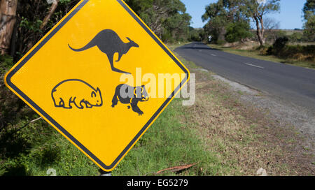 Wildlife road sign, Wilsons Prom, Victoria, Australia Stock Photo - Alamy