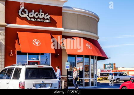 Qdoba Mexican grill sign and logo on the front of the restaurant in ...