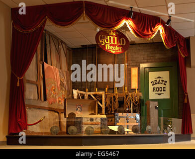 Interior of small theater with stage and set for play Stock Photo - Alamy