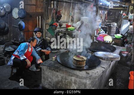 Sandu, China's Guizhou Province. 17th Feb, 2015. Gamecock fight in ...