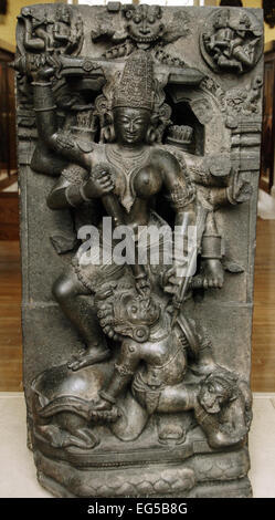 'Durga Killing the Buffalo Demon' is a Hindu mythological artwork on ...