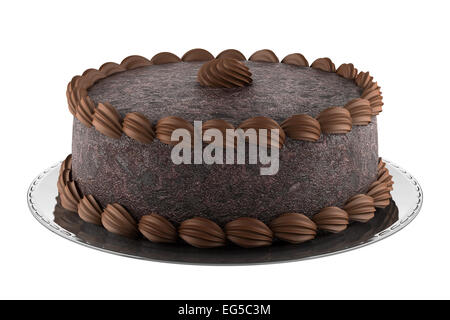 round chocolate cake isolated on white background Stock Photo - Alamy