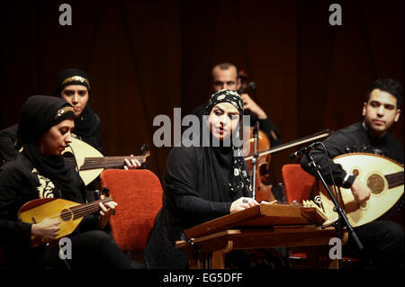Tehran, Iran. 16th Feb, 2015. An Estonian musician plays violin at a ...