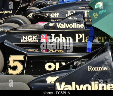 The famous black and gold JPS Lotus Formula 1 cars n the pits of the ...