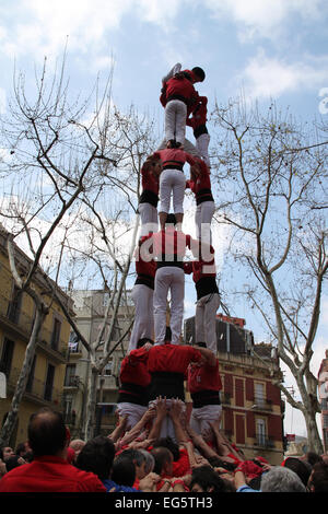 Castellers, people building a traditional Spanish castell or human ...