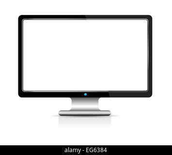Desktop Computer with a Blank White Screen Monitor, Keyboard and Mouse ...