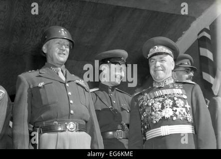 General George S. Patton (left) and Soviet Marshall Gregory Zhukov ...