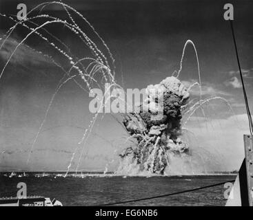 Liberty Ship SS Rowan explodes after being hit by a German bomb, near ...