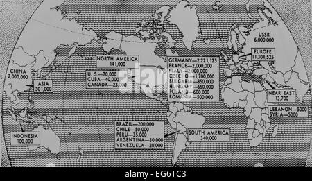 1947 world map showing population of Communist Party members by ...