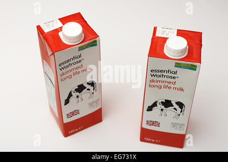 Essential Waitrose skimmed long life milk Stock Photo - Alamy